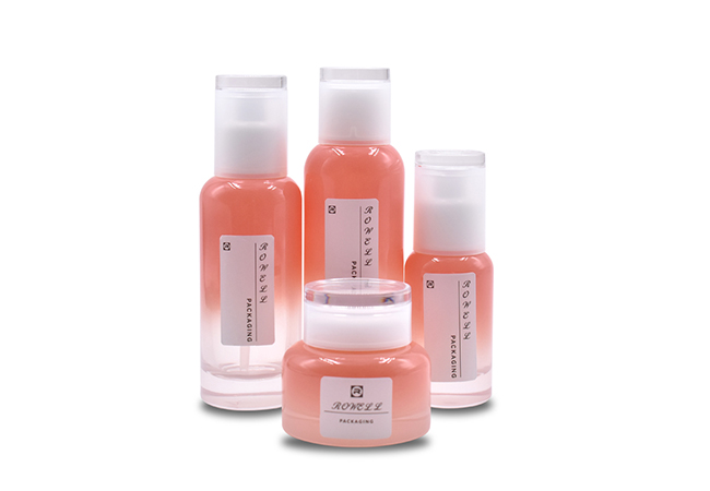 Gradient Pink Glass Lotion Bottles Bulk Manufacturers-Rowell